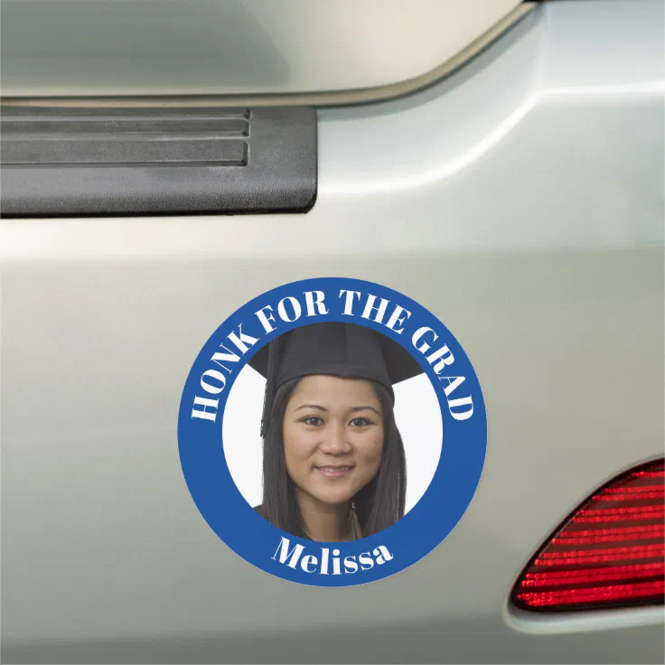 Personalized Photo Blue School Graduation Car Magnet | Zazzle
