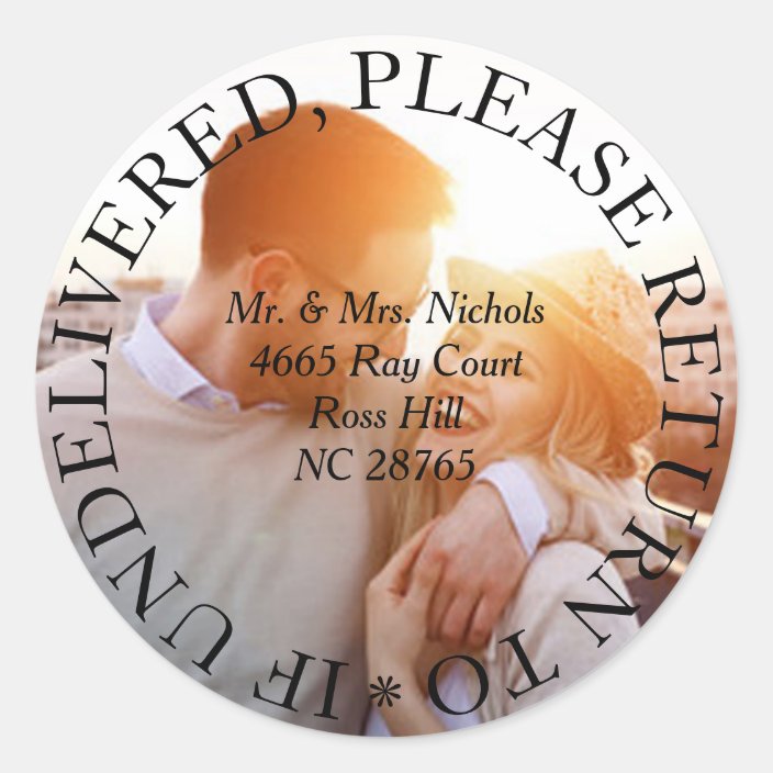 Personalized Photo Bold Return Address Classic Round Sticker | Zazzle.com