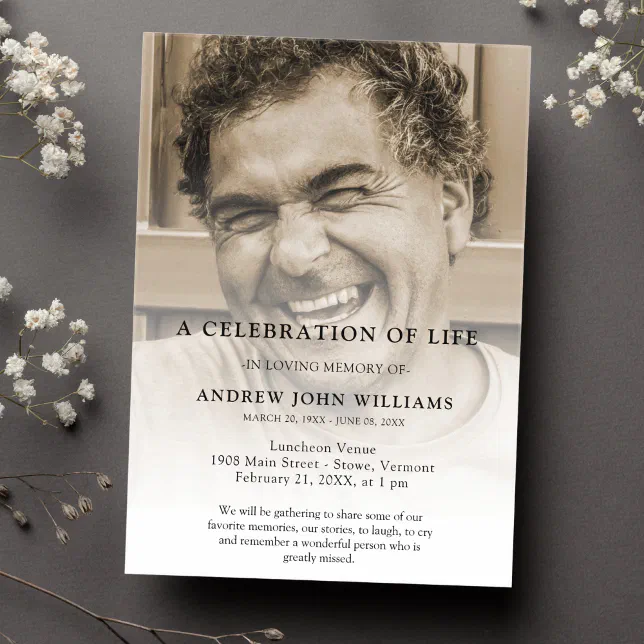 Personalized Photo Celebration of Life Funeral Acrylic Invitations | Zazzle