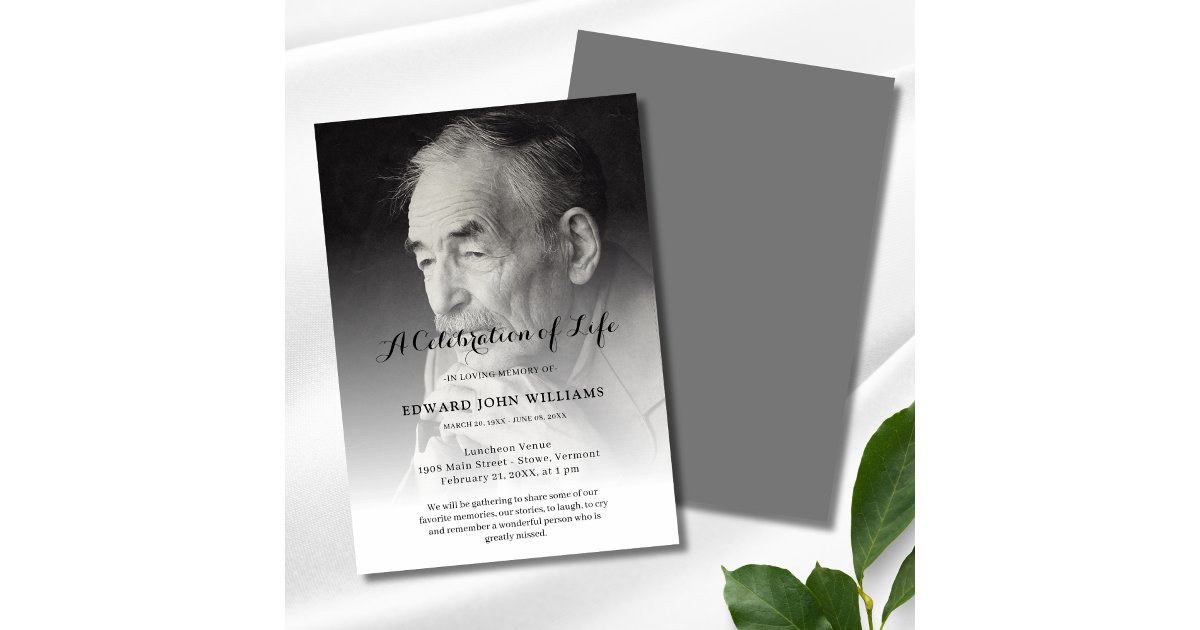 Personalized Photo Celebration of Life Funeral Invitation | Zazzle