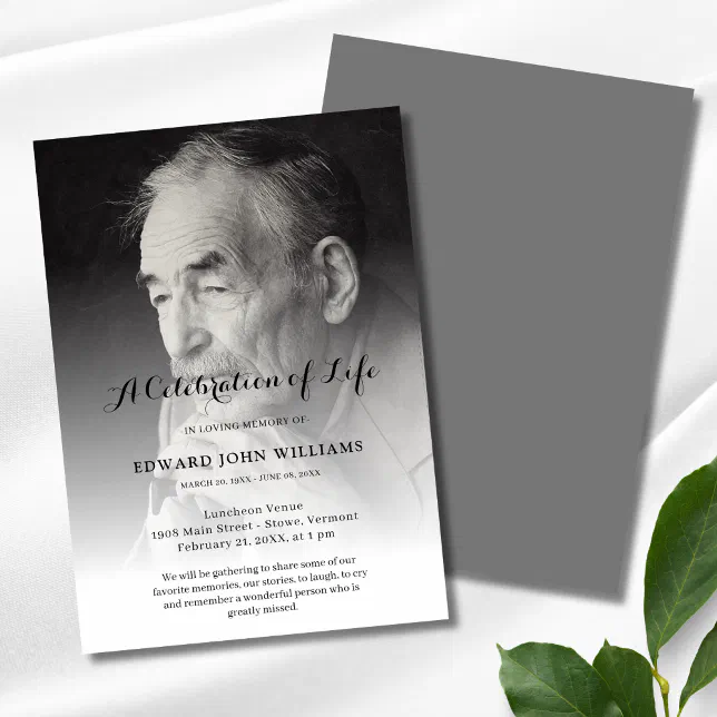 Personalized Photo Celebration of Life Funeral Invitation | Zazzle