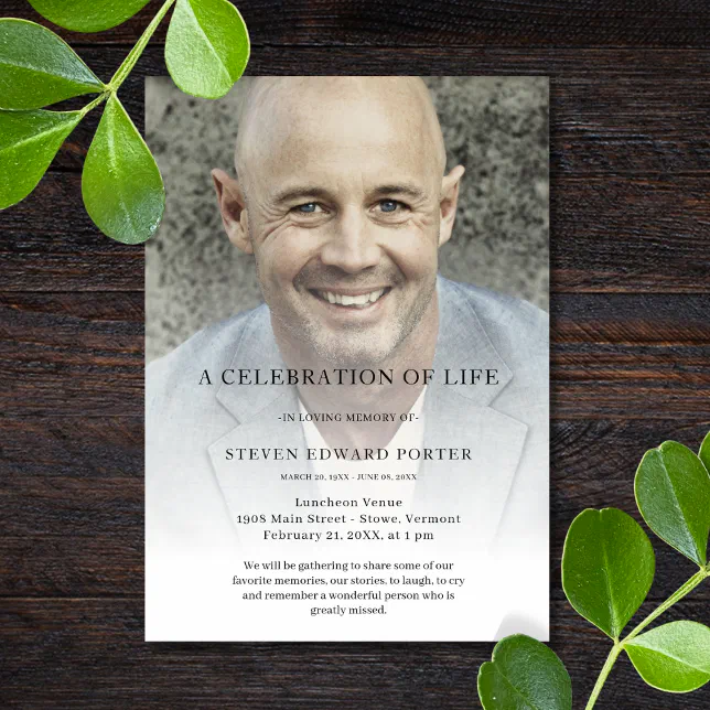 Personalized Photo Celebration of Life Funeral Invitation | Zazzle