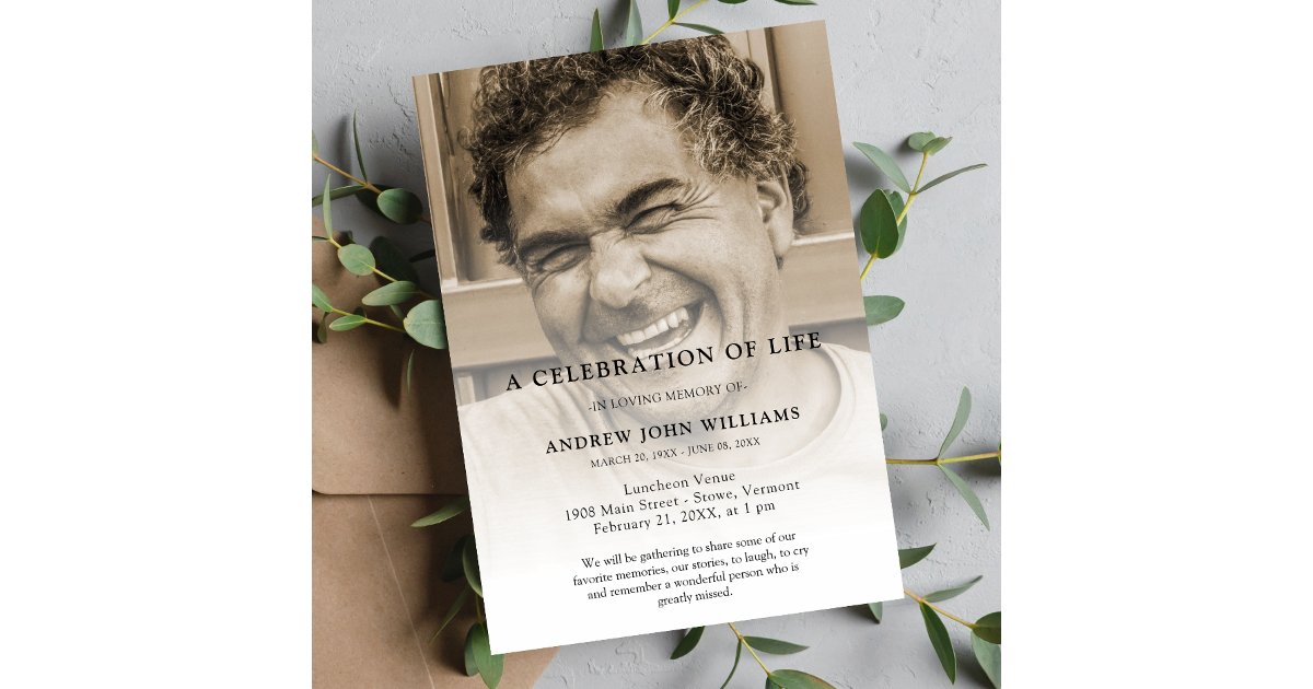 Personalized Photo Celebration of Life Funeral Invitation | Zazzle