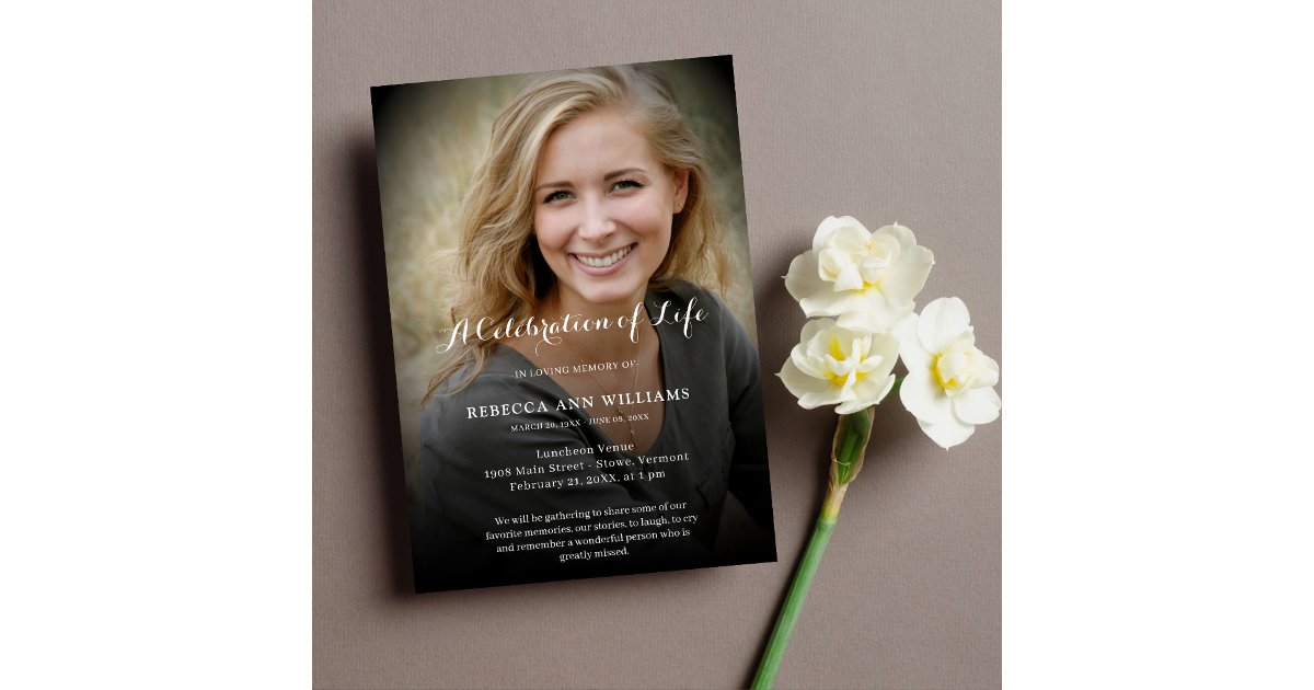 Personalized Photo Celebration of Life Funeral Invitation | Zazzle