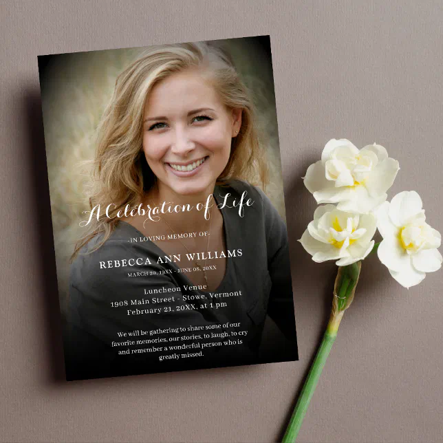 Personalized Photo Celebration of Life Funeral Invitation | Zazzle