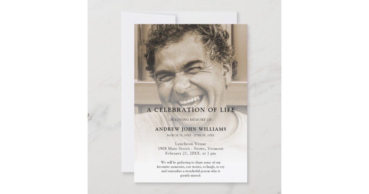 Personalized Photo Celebration of Life Funeral Invitation | Zazzle