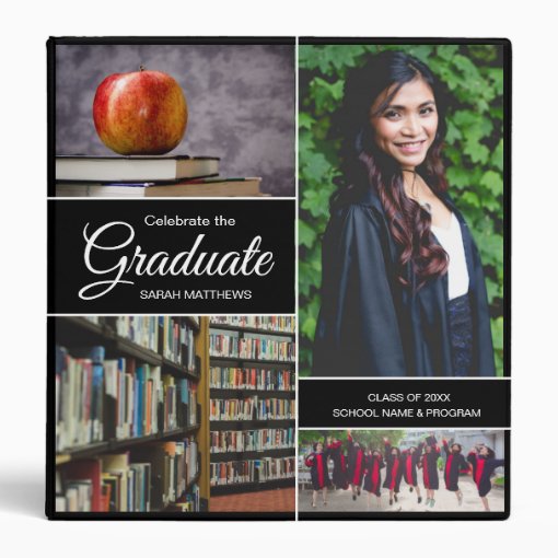 Personalized Photo Collage Celebrate the Graduate 3 Ring Binder | Zazzle