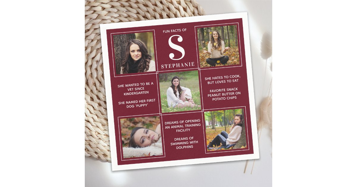 Personalized Photo Collage Fun Facts Graduation Napkins | Zazzle