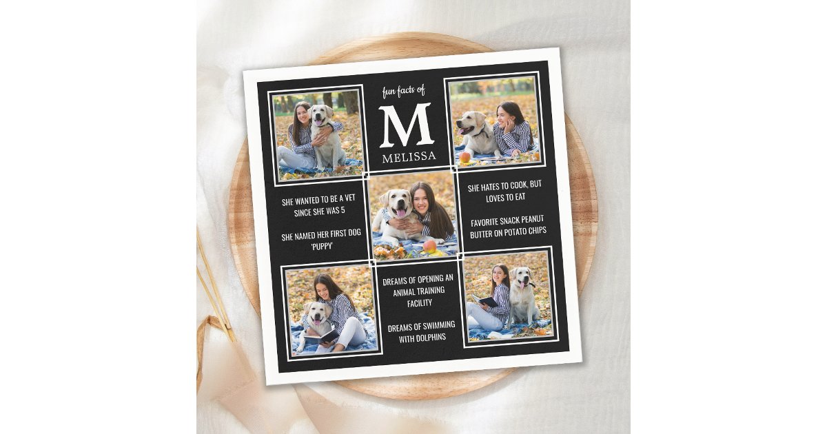 Personalized Photo Collage Graduation Fun Facts Napkins | Zazzle