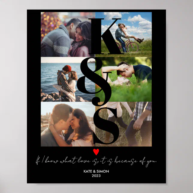 Personalized Photo Collage LOVE Gift Custom Text Poster | Zazzle