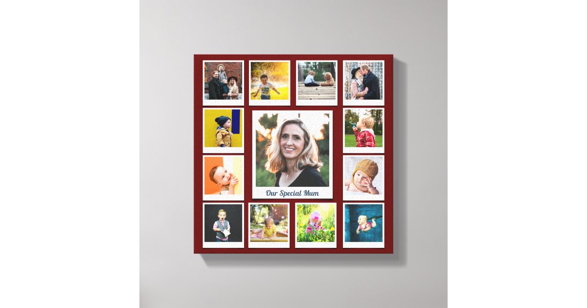 Personalized Photo Collage Modern Family Keepsake Canvas Print | Zazzle