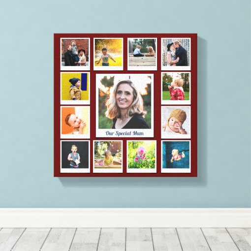 Personalized Photo Collage Modern Family Keepsake Canvas Print | Zazzle