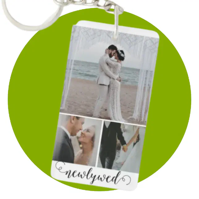 Personalized Photo Collage with Custom Text Keychain | Zazzle