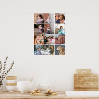 Personalized photo collage with twelve photos poster | Zazzle