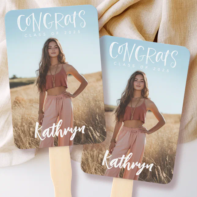 Personalized Photo Congrats Grad 2025 Graduation Hand Fan | Zazzle