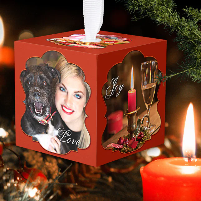 Personalized Photo Cube Christmas Ornament | Zazzle