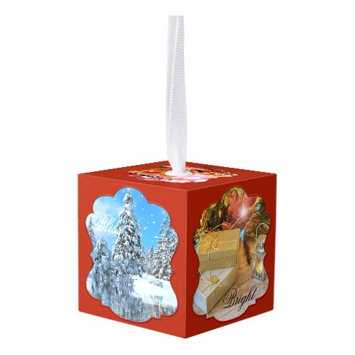 Personalized Photo Cube Christmas Ornament | Zazzle