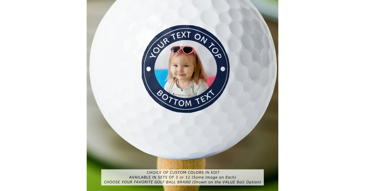 Personalized Photo Custom Color and Text Golf Ball | Zazzle