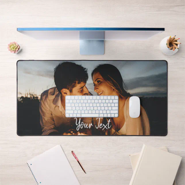 Personalized Photo & Custom Text Template Desk Mat | Zazzle