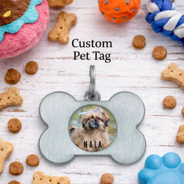 Personalized Photo Dog ID Tag Custom Pet Name | Zazzle