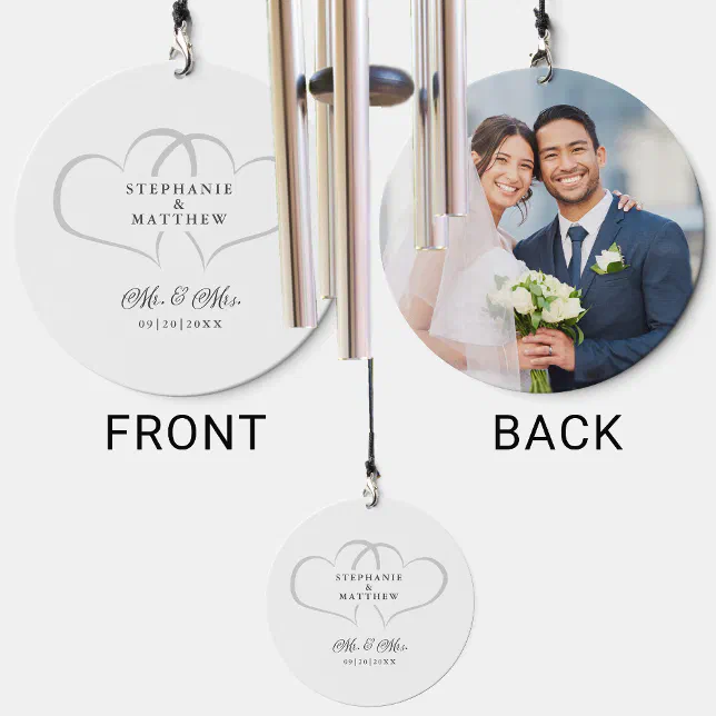 Personalized Photo Elegant Mr & Mrs Wedding Names Wind Chime | Zazzle