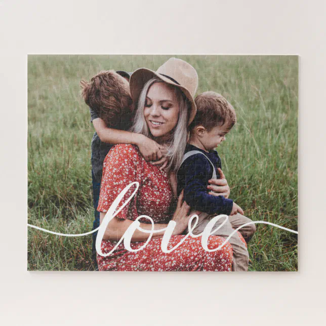 Personalized Photo Family Love Script Jigsaw Puzzle | Zazzle