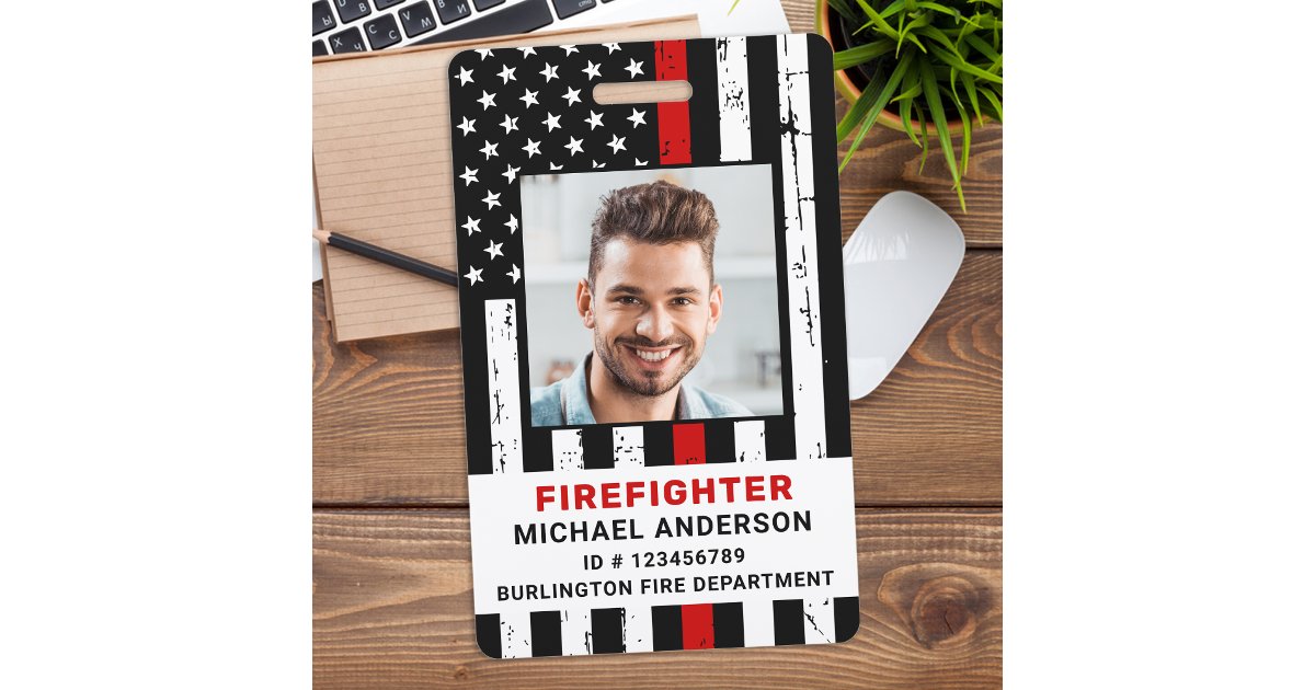 Personalized Photo Fire Department Firefighter ID Badge | Zazzle