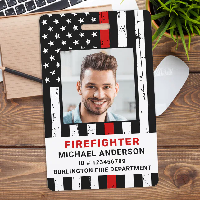 Personalized Photo Fire Department Firefighter ID Badge | Zazzle