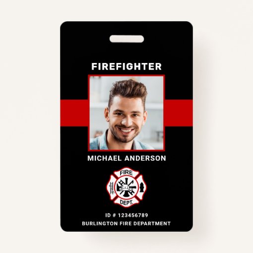 Personalized Photo Firefighter ID Fireman ID Card Badge | Zazzle