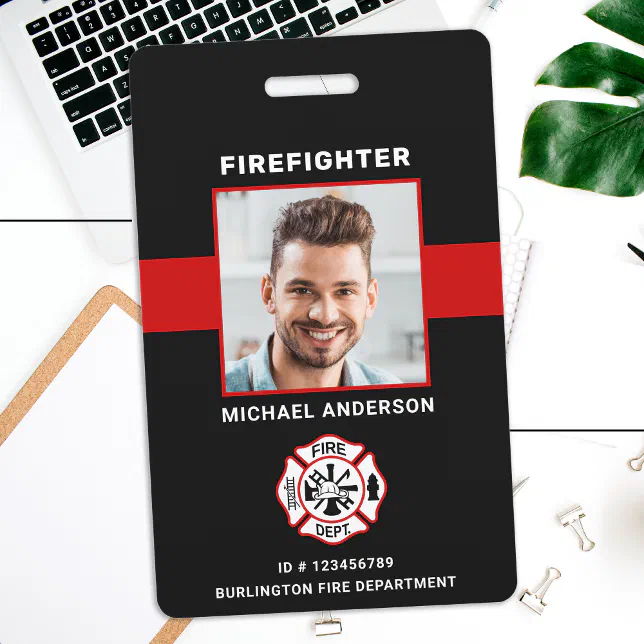 Personalized Photo Firefighter ID Fireman ID Card Badge | Zazzle
