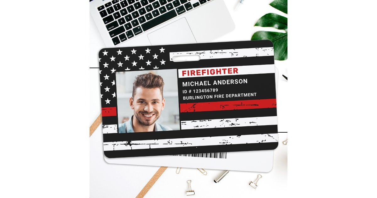 Personalized Photo Fireman ID Card Firefighter ID Badge | Zazzle