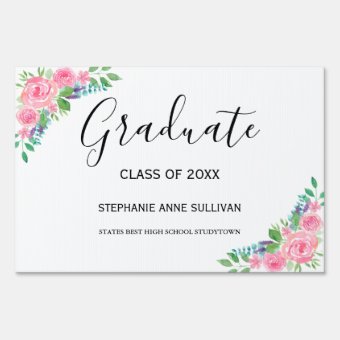 Personalized Photo Floral Graduation Yard Sign | Zazzle