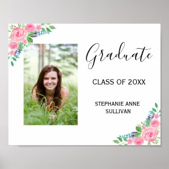 Personalized Photo Girly Graduation Poster | Zazzle