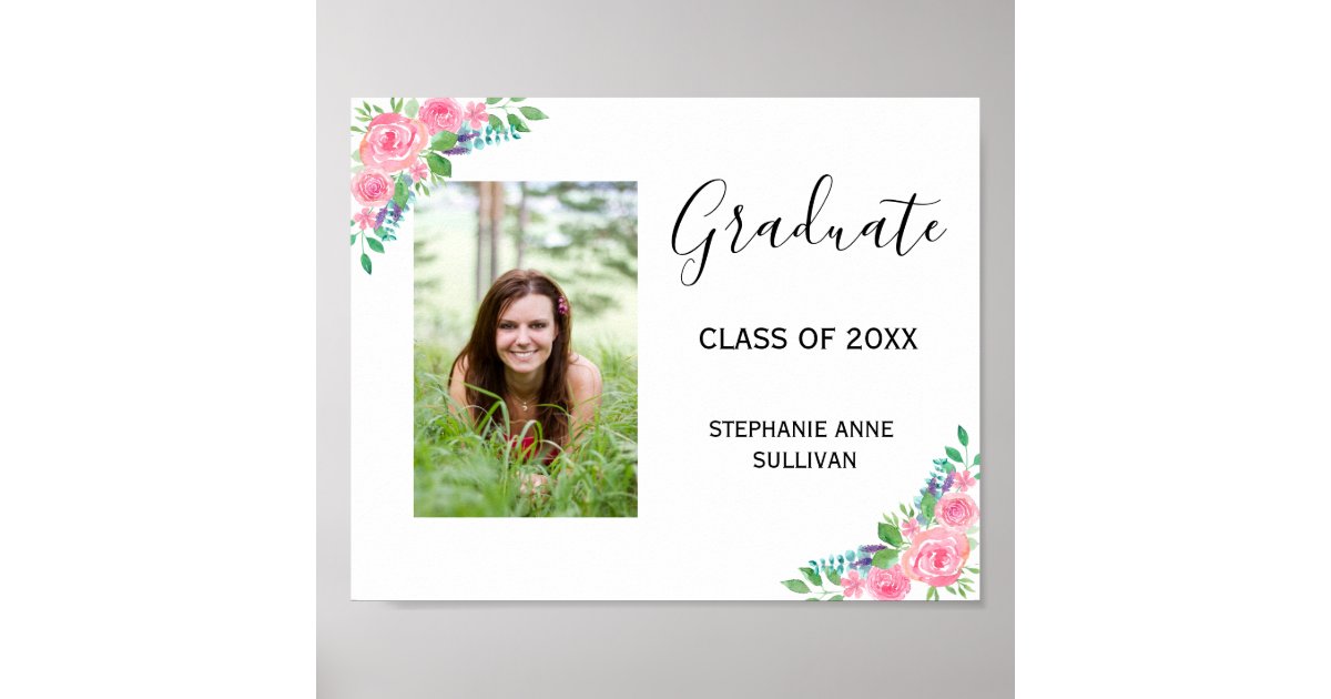 Personalized Photo Girly Graduation Poster | Zazzle