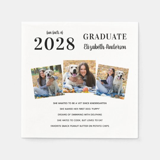 Personalized Photo Graduate Fun Facts Graduation Napkins | Zazzle.com