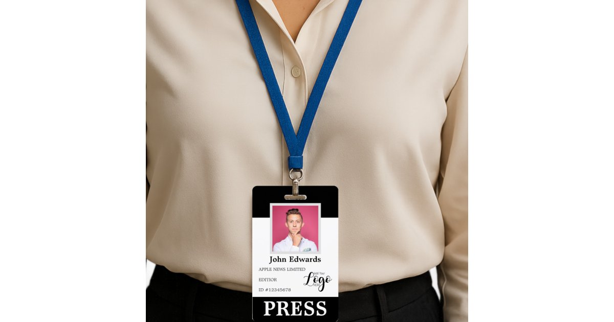 Personalized Photo ID & Logo Journalist Press Pass Badge | Zazzle