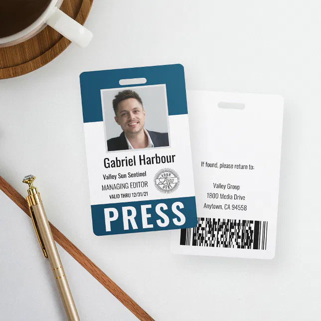 Personalized Photo ID & Logo Journalist Press Pass Badge | Zazzle
