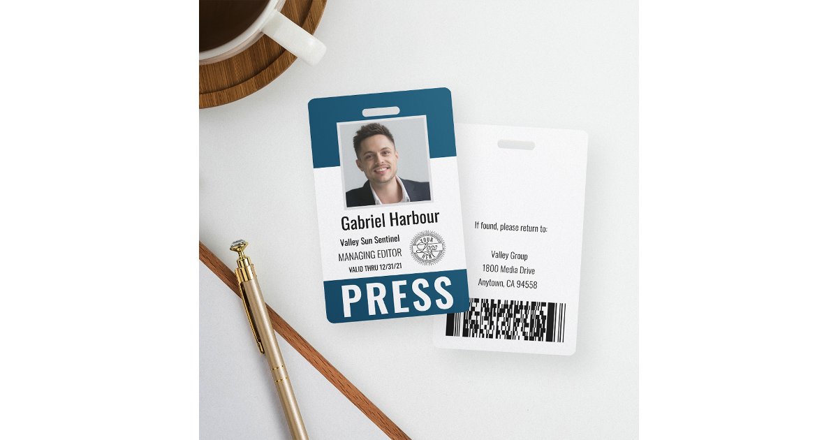 Personalized Photo ID & Logo Journalist Press Pass Badge | Zazzle