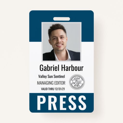 Personalized Photo ID & Logo Journalist Press Pass Badge | Zazzle