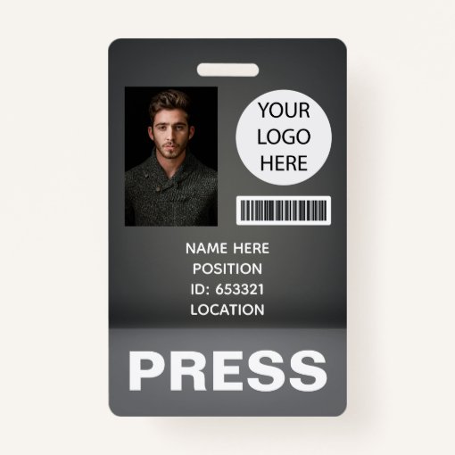 Personalized Photo ID Logo Journalist Press Pass Badge | Zazzle