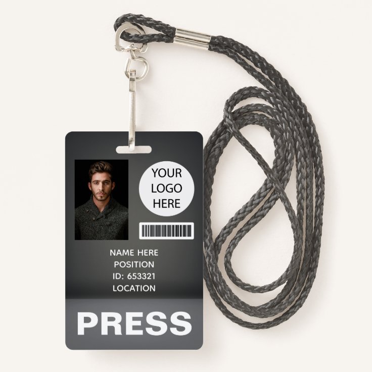 Personalized Photo ID Logo Journalist Press Pass Badge | Zazzle