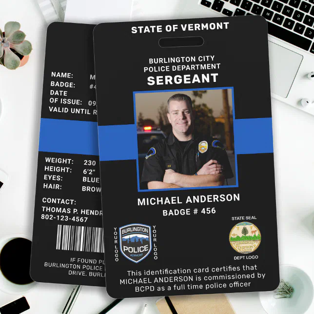 Personalized Photo Law Enforcement Police ID Card Badge | Zazzle