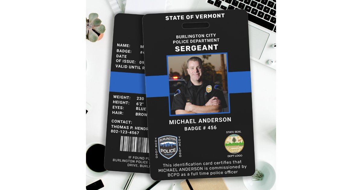 Personalized Photo Law Enforcement Police ID Card Badge | Zazzle