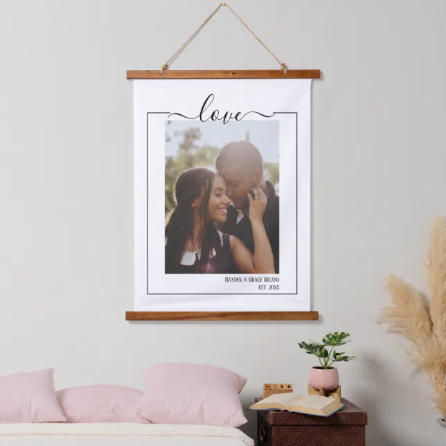 Personalized Photo Love Typography Hanging Tapestry | Zazzle