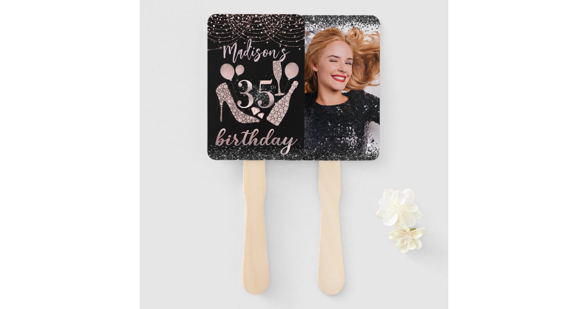 Personalized Photo Luxury 35th Birthday Hand Fan | Zazzle