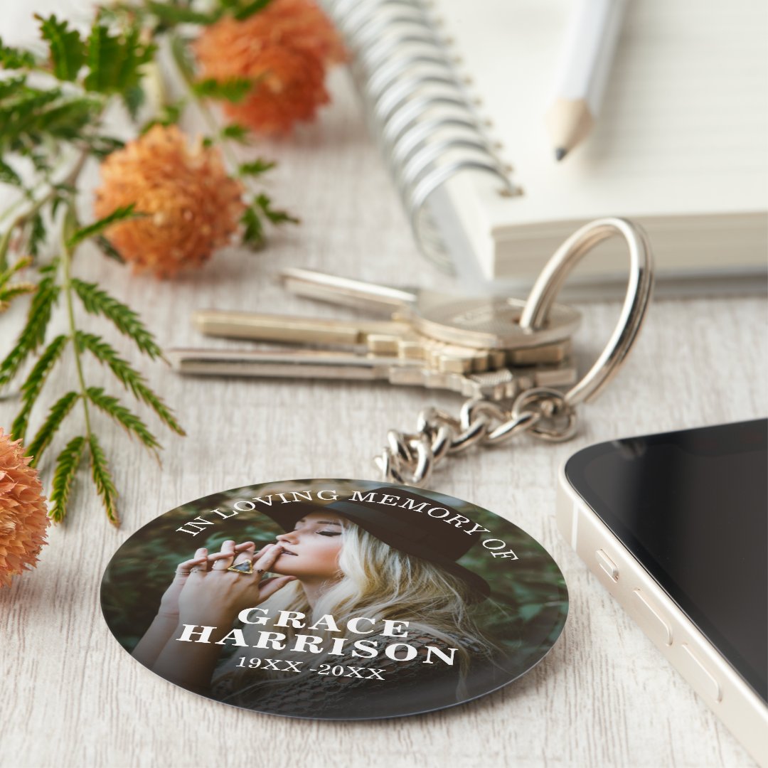 Personalized Photo Memorial Keychain | Zazzle