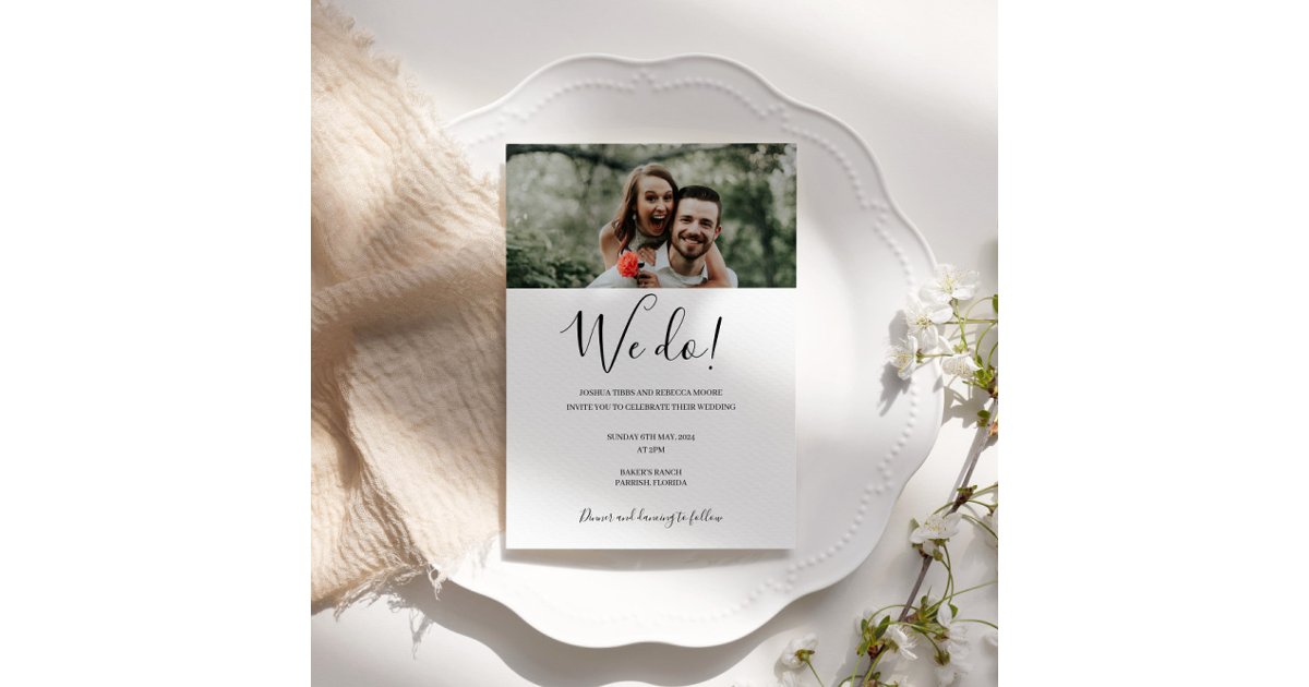 Personalized photo modern wedding we do invitation | Zazzle
