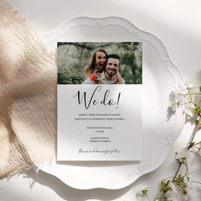 Personalized photo modern wedding we do invitation | Zazzle