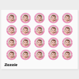 Personalized Photo, Name And Age Birthday Classic Round Sticker | Zazzle