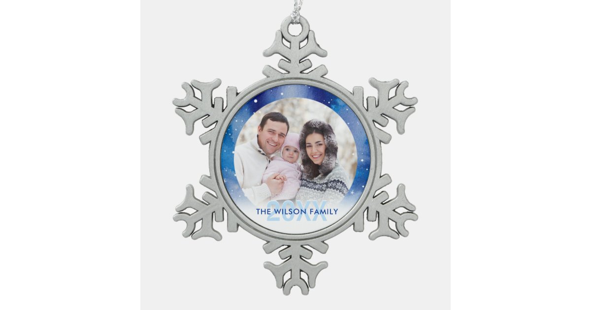 Personalized Photo Ornaments | Pewter Snowflake | Zazzle